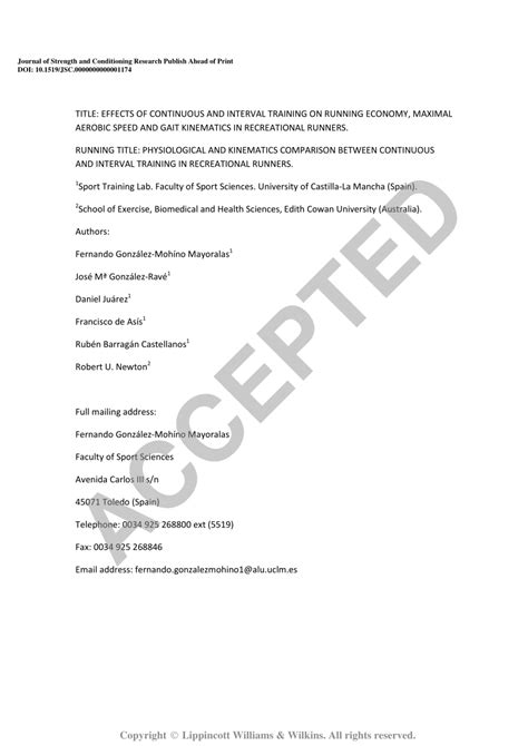 Pdf Effects Of Continuous And Interval Training On Running Economy Maximal Aerobic Speed And