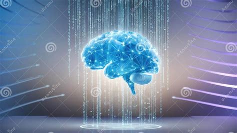 Glowing Ai Brain Made Of Interconnected Nodes With Streams Of Binary