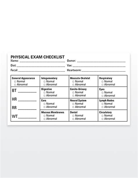 Medical Record Labels Qty 150 Physical Exam Checklist