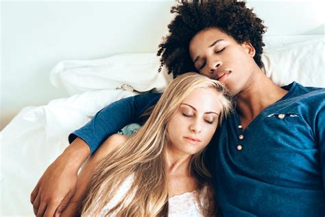 Premium Photo Young Beautiful Interracial Couple In Bed Sleeping