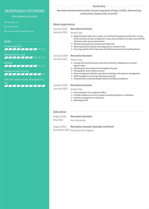 7 Recreation Assistant Resume Examples That Work