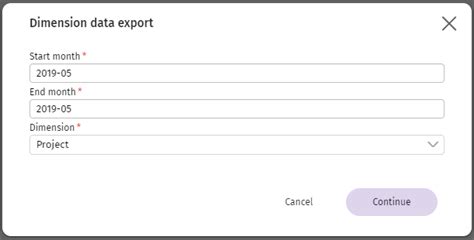 dimension data export report procountor