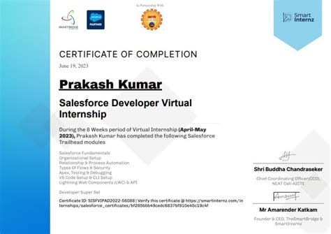prakash kumar on linkedin salesforce supported virtual internship smartinternz salesforce…