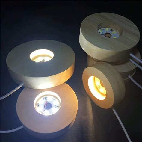 Led Solid Wood Lamp Diy Romantic Night Light Crystal Glass Lamp Base