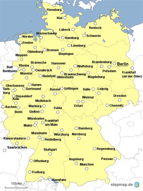 Stepmap Deutschland Städte Landkarte Für Deutschland