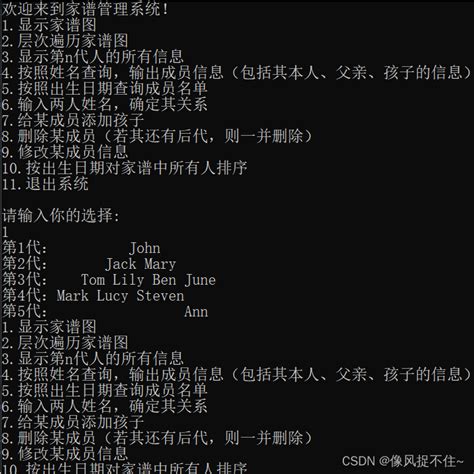 数据结构 实验 家族族谱项目家谱 数据结构 Csdn博客