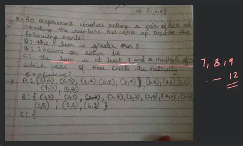 ≡ 123 3 An Experiment Involves Rolling A Pair Of Dice And Recording T