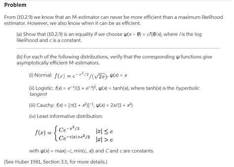 Solved From 1029 We Know That An M Estimator Can Never