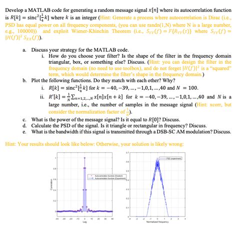 Solved Develop A MATLAB Code For Generating A Random Message Chegg