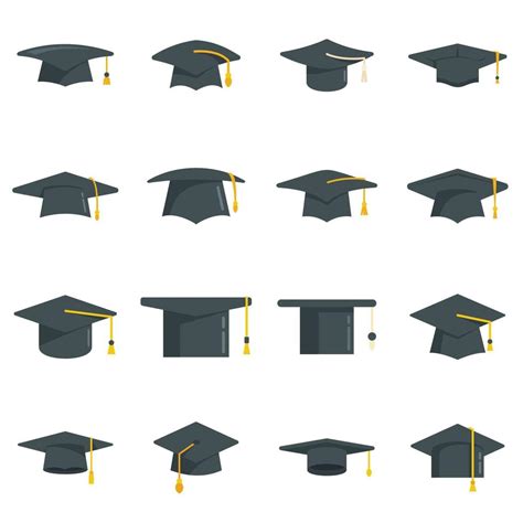 ícones de chapéu de formatura definir vetor plana chapéu de formatura da academia