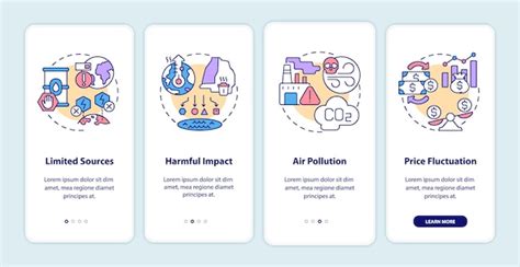 Premium Vector Nonrenewable Energy Disadvantages Onboarding Mobile App Page Screen