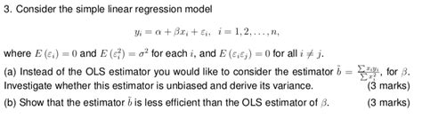 Solved Consider The Simple Linear Regression Model Yi A Chegg