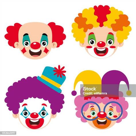 Cartoon Drawing Of Clown Heads向量圖形及更多人的臉部圖片 人的臉部 小丑 人 Istock