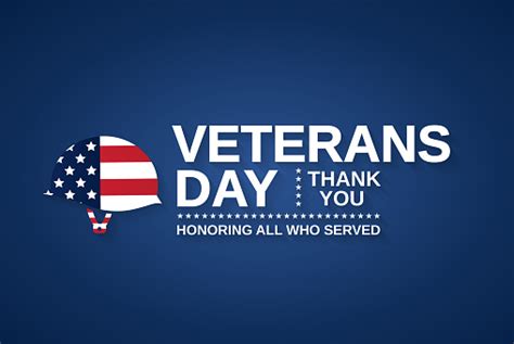 재향 군인의 날 미국 깃발으로 헬멧 카드입니다 모든 봉사를 기리는 벡터 일러스트입니다 Us Veterans Day에 대한 스톡