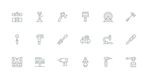 Tooling Icon Collection With 18 Minimal Line Designs Lightweight Icon Series 70605978 Vector Art