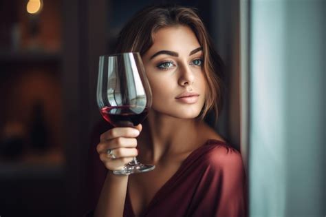 Premium Ai Image Shot Of An Attractive Young Having A Glass Of Wine