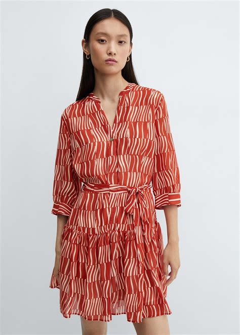 Printed Bow Dress Woman Mango Usa