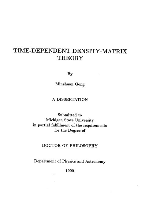 Pdf Time Dependent Density Matrix Theory