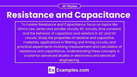 Unit 43 Resistance And Capacitance Notes And Practice Questions Ap