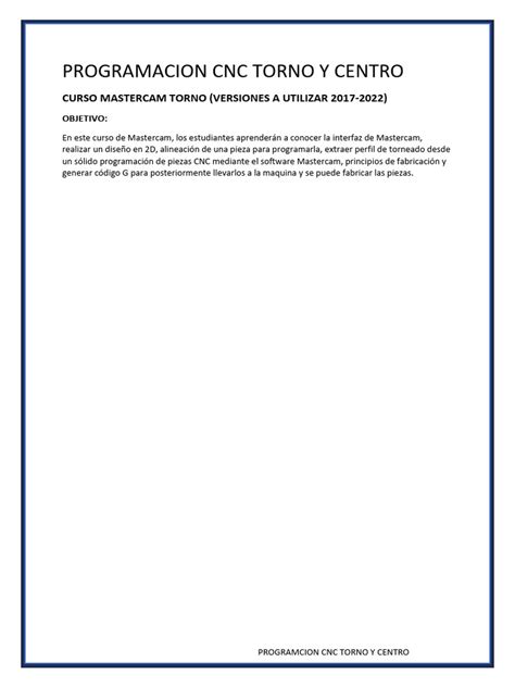 Programacion Cnc Torno Y Centro Pdf Control Numerico Programación