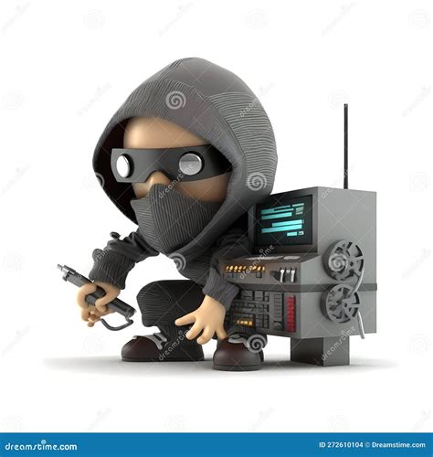 Tiny Hacker Bank Robbery Character Generative AI Stock Illustration Illustration Of