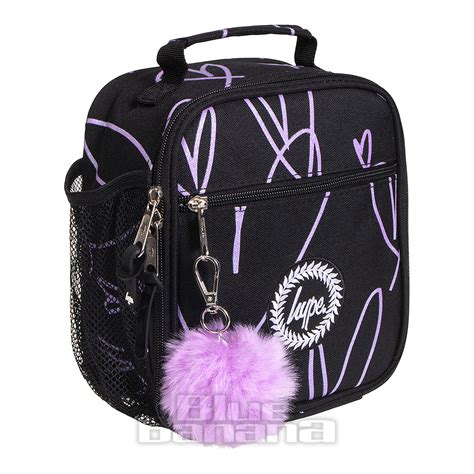 Hype Glitter Scribble Heart Black Purple Lunchbox School Rucksack