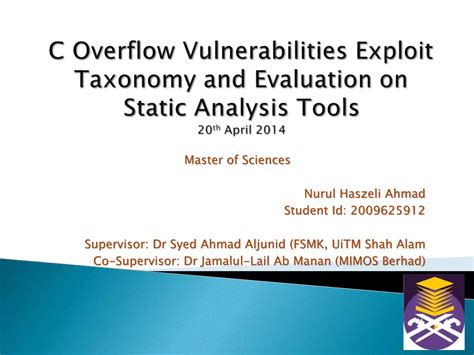 C Overflows Vulnerabilities Exploit Taxonomy And Evaluation On Static