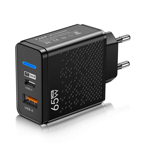 Incarcator Retea 2 Porturi 65w Fast Charge 1 X Usb 1 X Type C Led