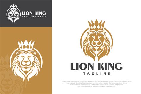 라이온 킹 로고 디자인 사자 머리와 왕관 엠블럼 아이콘 아트 벽지 벡터 일러스트 레이 션 갈기에 대한 스톡 벡터 아트 및 기타