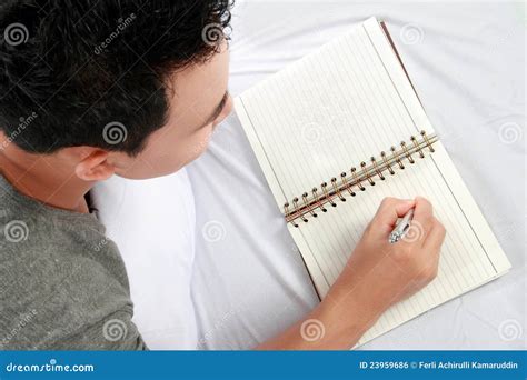 Asian Male With His Diary Stock Photo Image Of Book