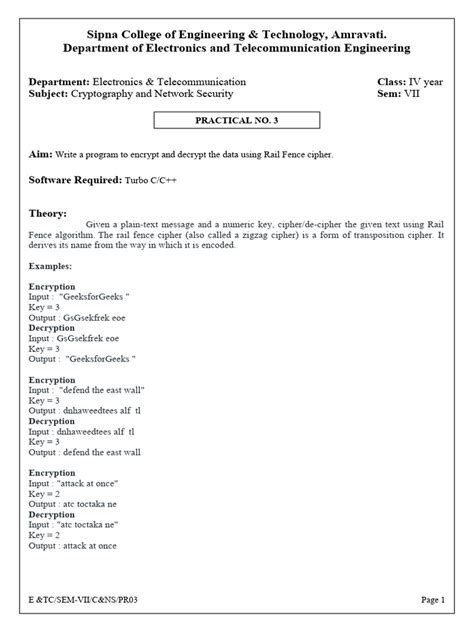 Pr3 Rail Fence Cipher Final Pdf Cipher Key Cryptography