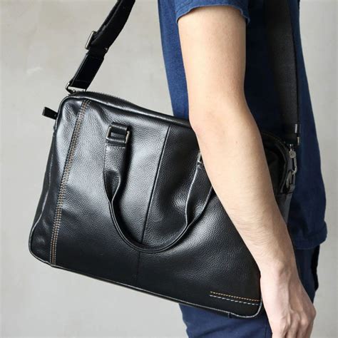 Natural Genuine Leather Mens Briefcase