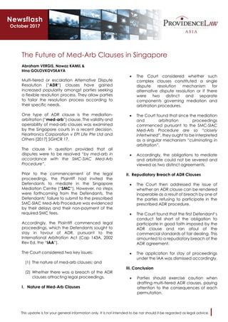 The Future Of Med Arb Clauses In Singapore Pdf