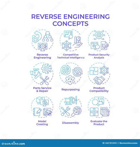 Reengineering Blue Gradient Concept Icons Stock Illustration