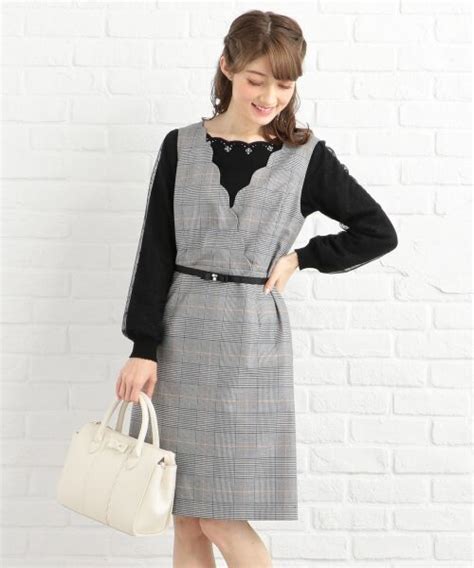 【セール】 スカラップ ジャンパースカート （ミニ丈・ひざ丈ワンピース）｜feroux フェルゥ ファッション通販 タカシマヤファッションスクエア