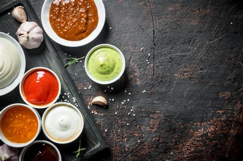 Premium Photo Set Of Different Types Of Sauces