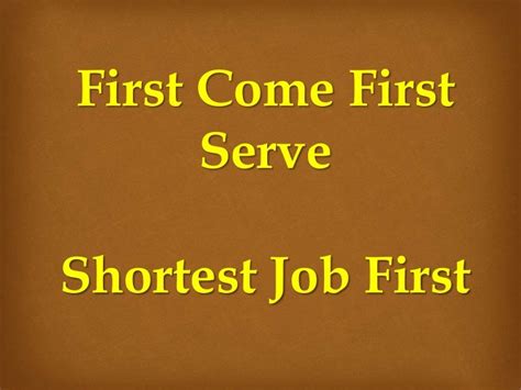 First Come First Serve And Shortest Job First Fcfs And Sjf