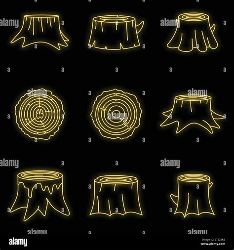Stumps Tree Log Wood Icons Set Outline Illustration Of 16 Stumps Tree