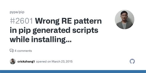 Wrong Re Pattern In Pip Generated Scripts While Installing Packages