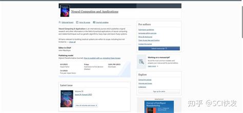 期刊分析 Neural Computing And Applications工程技术 人工智能方向 If 6 0 国人发文量第一 知乎