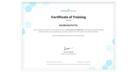 Completed Internship With Internshala Trainings Shubham Patel Posted