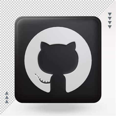 3d 소셜 미디어 Github 아이콘 렌더링 전면 보기 프리미엄 Psd 파일