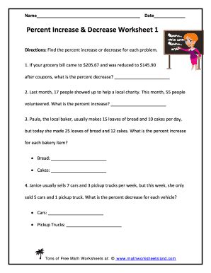 Fillable Online Percent Increase Decrease Worksheet 1 Math