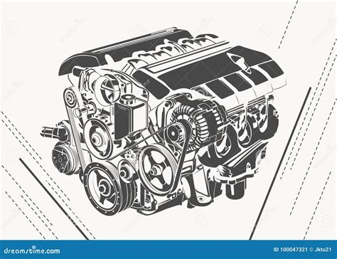 Vector High Detailed Illustration Of Abstract Engine Stock Vector Illustration Of Industry