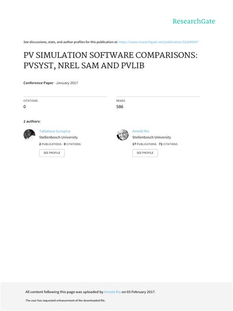 Pv Simulation Comparison Pvsyst Nrel Sam Pdf Fotovoltaica