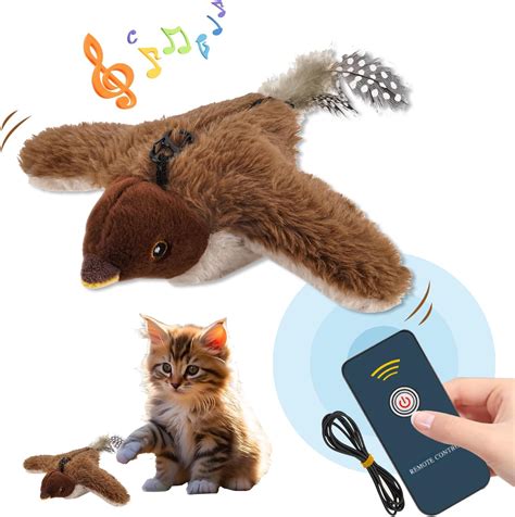 Amazon 猫 電動おもちゃ 鳥のおもちゃ リモコン付き ぬいぐるみ玩具 スズメ型 羽ばたき鳥 ペット用品 Usb充電式 リアルな鳥