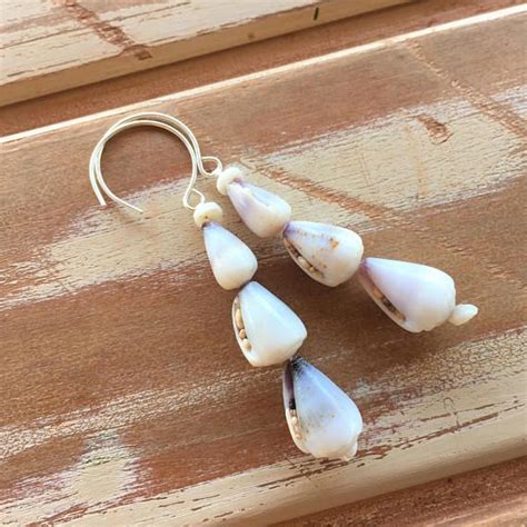 Tiny Purple Cone Shell Earrings With Puka Shells Etsy Diy Cone