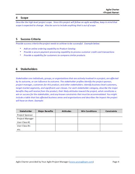 Agile Project Charter Agile Project Management