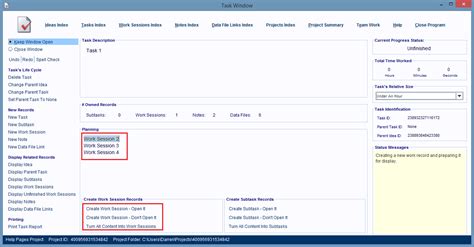 Creating Work Sessions
