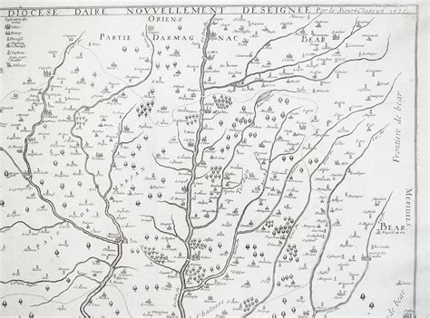 Carte géographique ancienne du Diocèse d Aire mont de Marsan cartes